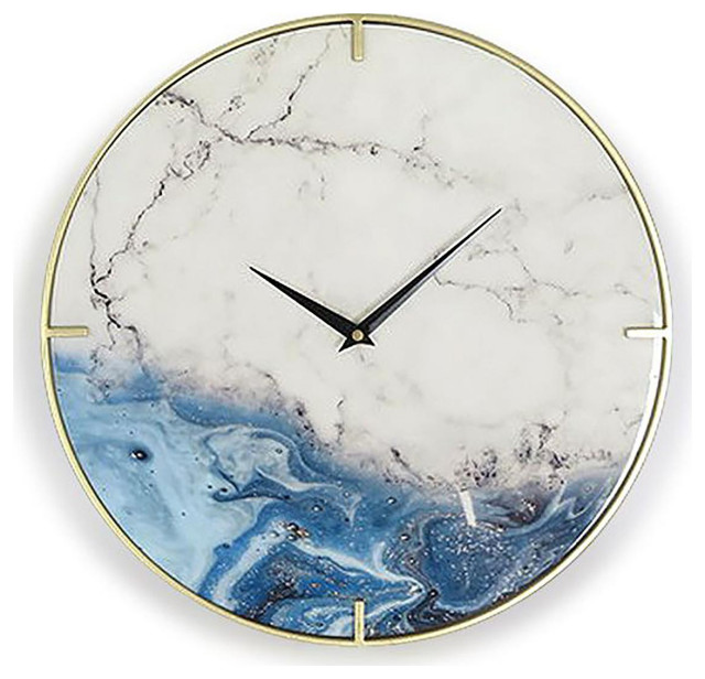 Cameron Wall Clock, Blue/White/Gold - Contemporary - Wall Clocks - by ...