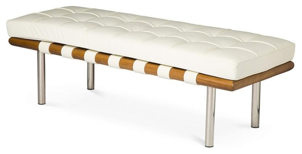 Upholstered White Leather Bench - Contemporary - Upholstered Benches ...