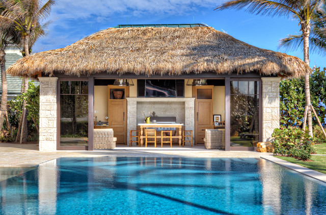 Cabana with thatched palm roof - Tropical - Pool - Miami - by Keating ...