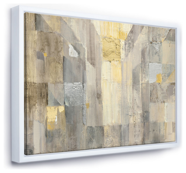 Designart - Gold Square Watercolor - Glam Framed Canvas, 46x36 ...
