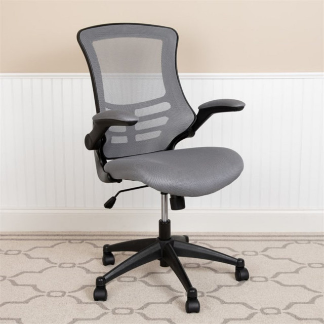 Pemberly Row Contemporary Mid Back Mesh Office Swivel Chair in Dark ...