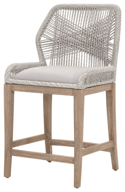 Intricate Rope Weave Design Counter Stool With Fixed Upholstered Seat ...