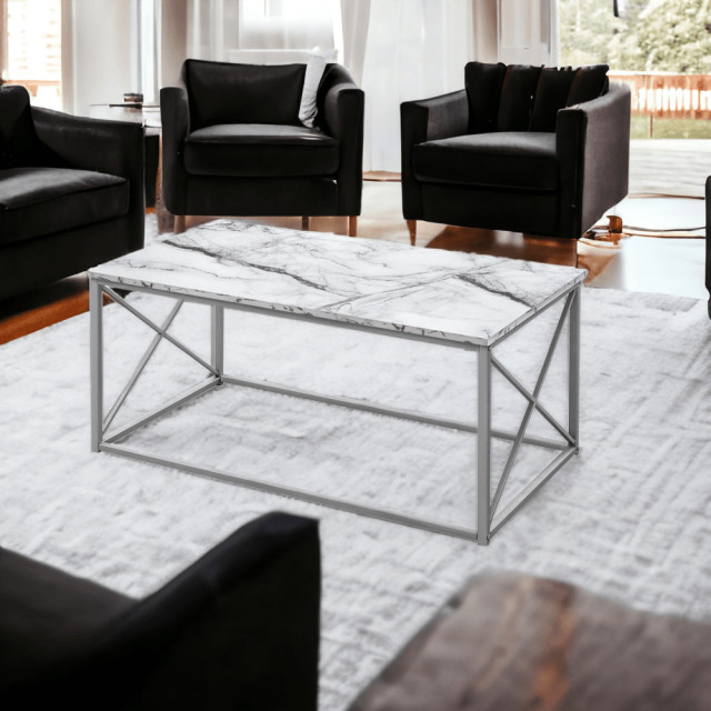 Set of Three 42" White Rectangular Coffee Table - Contemporary - Coffee ...