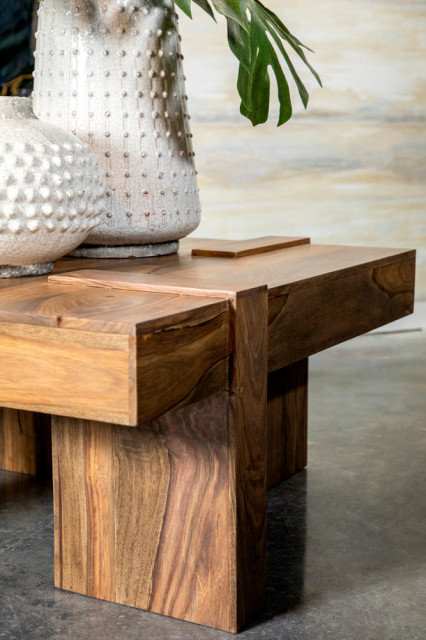 Samira Wooden Square Coffee Table Natural Sheesham - Rustic - Coffee ...