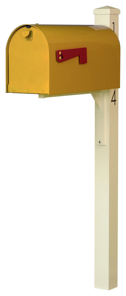 Mid Modern Rigby Curbside Mailbox and Post, Yellow - Contemporary ...