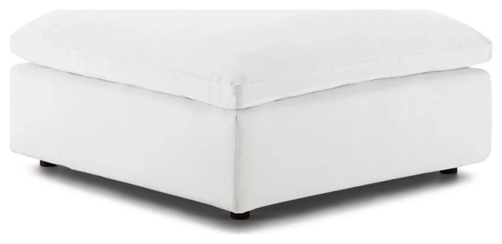 Milan White Down Filled Overstuffed Ottoman - Transitional - Footstools ...