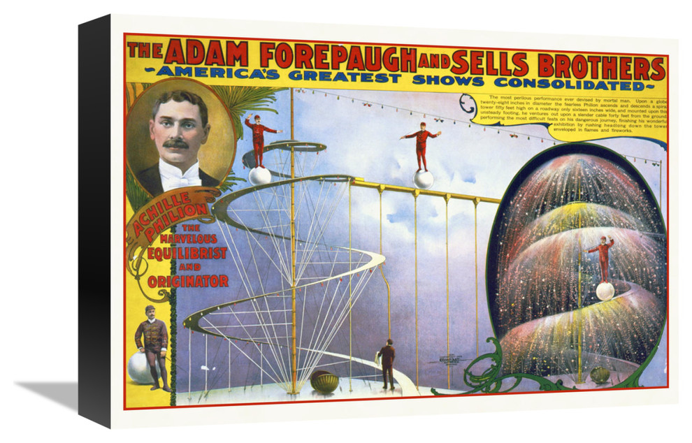 "The Adam Forepaugh And Sells Achille Philion" Canvas Giclee, 16"x11 ...