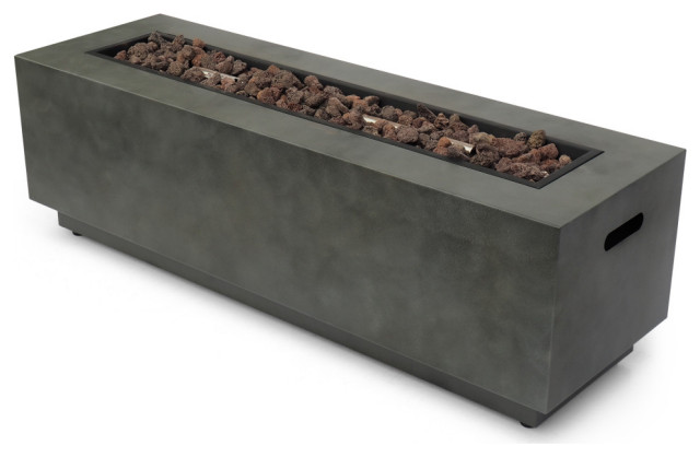 Hemmingway Outdoor Rectangular Fire Pit With Tank Holder - Industrial ...