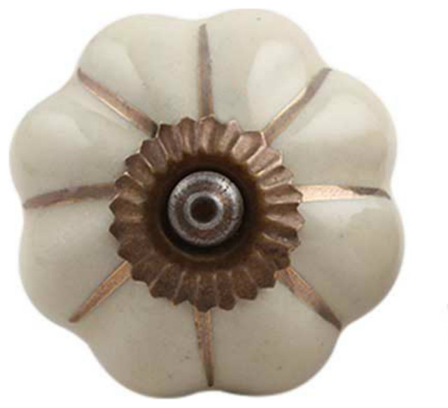 Set of Four Cream Ceramic Knobs - Transitional - Cabinet And Drawer Knobs - by Resoursys ...