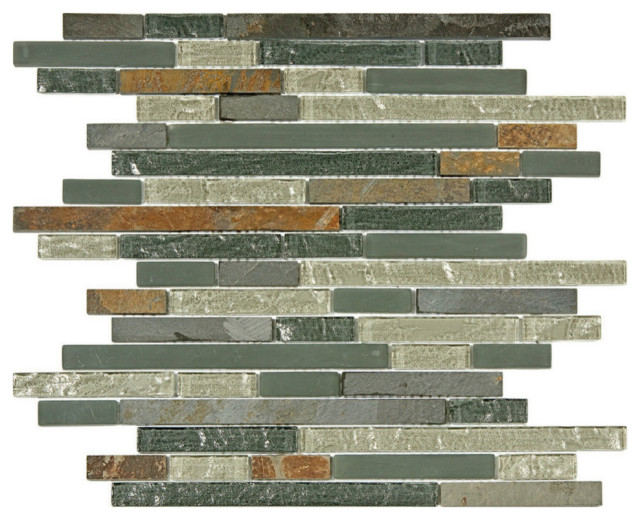 Tessera Piano Stone and Glass Mosaic Wall Tile, Sample - Contemporary ...
