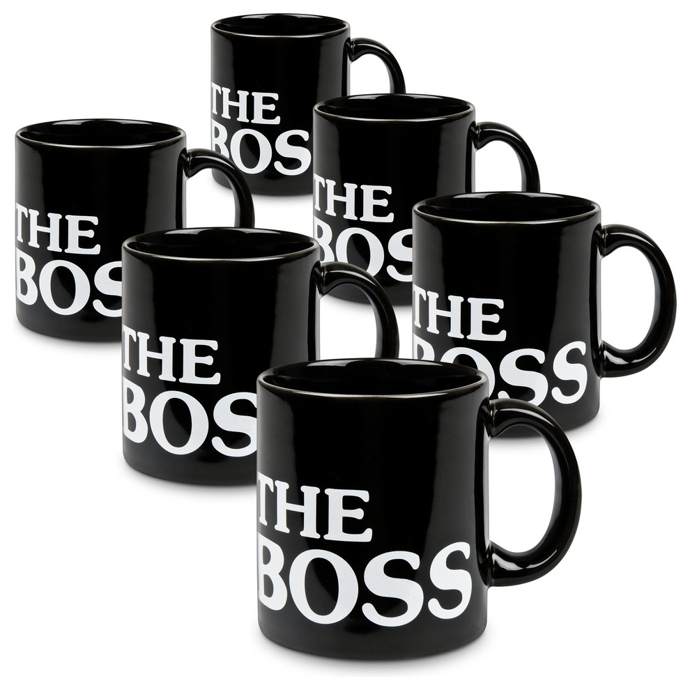 Set of 6 Black The Boss Mugs - Contemporary - Mugs - by Waechtersbach ...