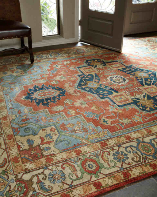Antique Weave Serapi Hand-Knotted Wool Rust/Blue Area Rug, 10'x14 ...