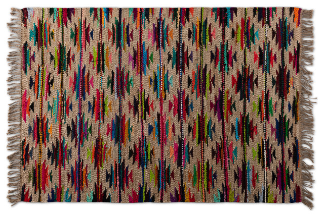 Varun Modern Contemporary Multi-Colored Handwoven Hemp Blend Area Rug ...