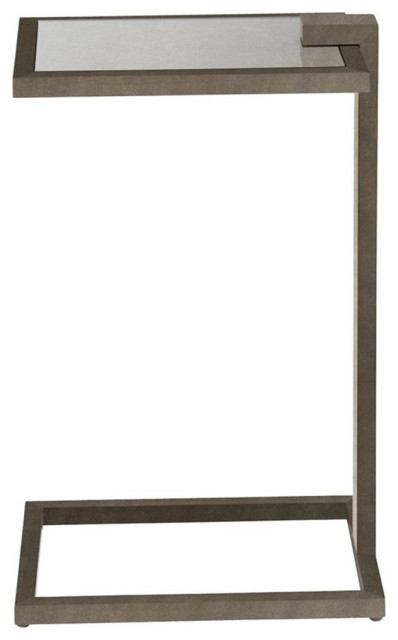 Maklaine Transitional Metal Side Table in Stratus Gray Finish ...