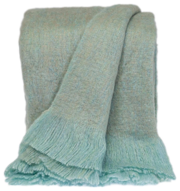 Supreme Soft Aqua Handloomed Throw Blanket - Contemporary - Throws - by ...