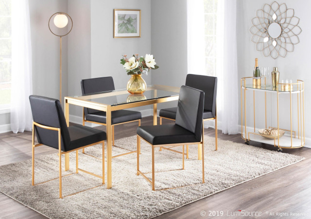 Fuji Contemporary/glam Dining Table, Gold Metal With Clear Glass Top ...
