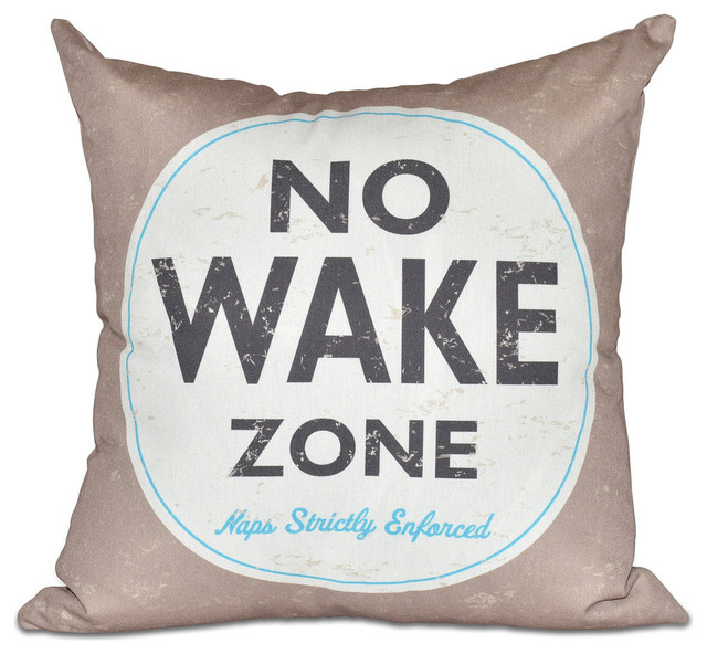 Nap Zone, Word Print Pillow, Beige And Taupe, 18" x 18" - Contemporary ...