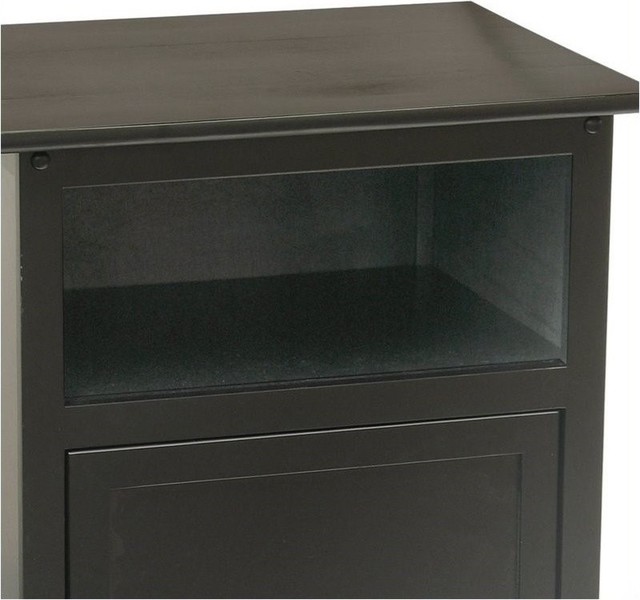 Pemberly Row Transitional Solid Wood End Table with Cabinet in Black ...