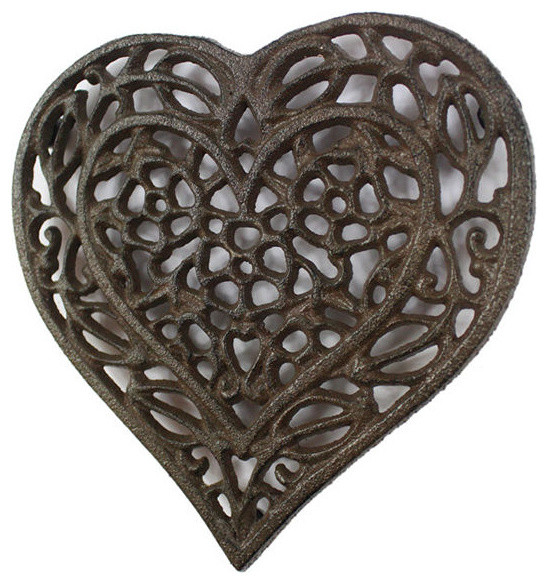Cast Iron Heart Shaped Trivet 7" - Traditional - Trivets - by ...