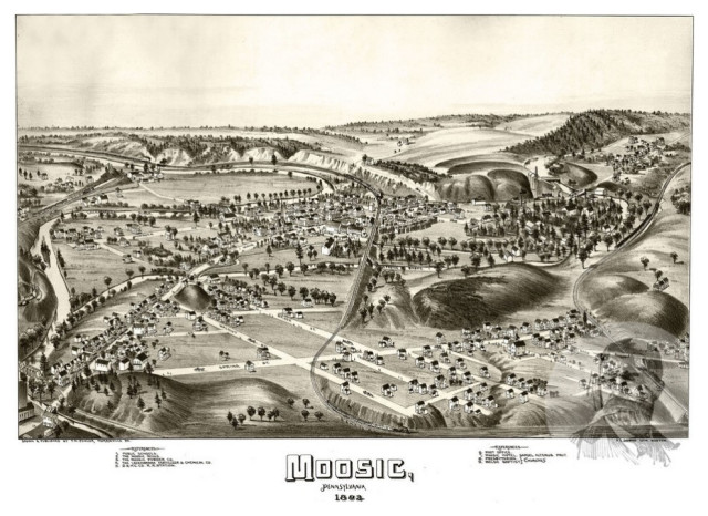 Old Map of Moosic Pennsylvania 1892, Vintage Map Art Print, 12"x18 ...