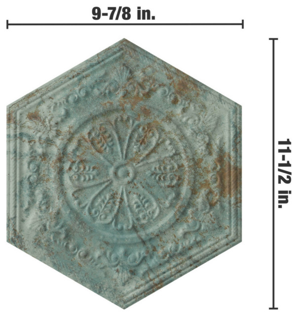 Zinc Hex Decor Porcelain Floor and Wall Tile Sample - Farmhouse - Tile ...