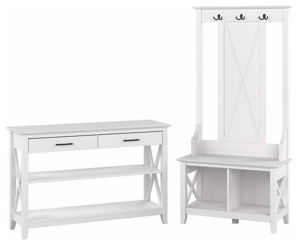 Key West Entryway Storage Set with Console Table in Cherry - Engineered ...