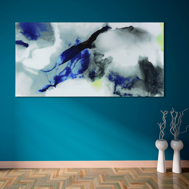 "Blue Splash" Abstract Wall Art Frameless Free Floating Tempered Art ...