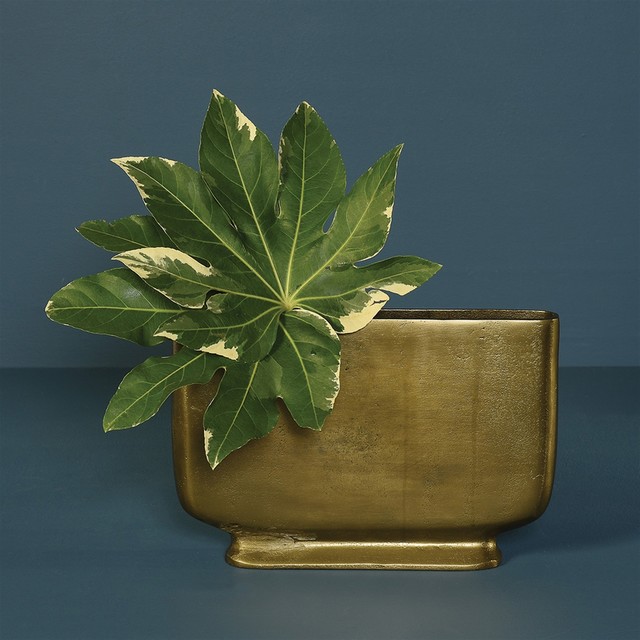 Cast Metal Minimalist Brass Gold Thin Vase | Geometric 13" Long Modern ...