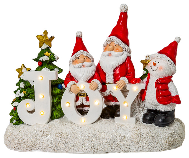 10" Santa and Snowman Tabletop Sign With Joy - Holiday Accents And ...