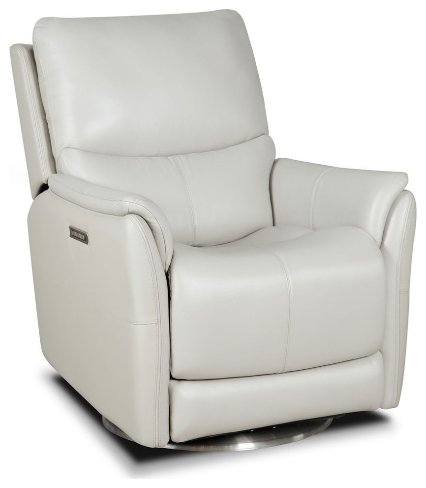 3PHL-1213 Salem Rainer Ivory Swivel Recliner w/Power Recline, Head Rest ...