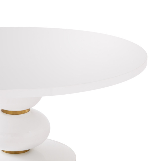 Puff Round 72" Dining Table, Modern White Gold Pedestal Base Kitchen ...