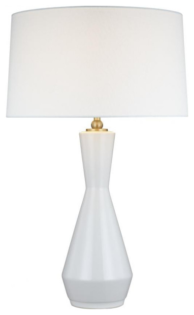 Jens Table Lamp, 1-Light, LED, Soft Ivory, White Linen Shade, 27.19 ...