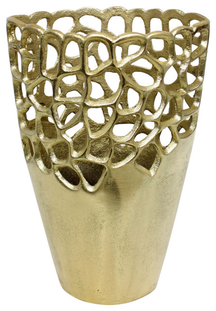 Metal 12" Cut-Out Vase, Gold - Contemporary - Vases - by GwG Outlet | Houzz