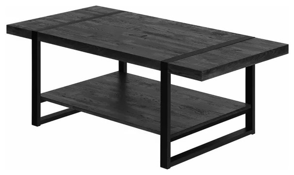 Industrial Rectangular Coffee Table with Black Metal Frame, Reclaimed ...
