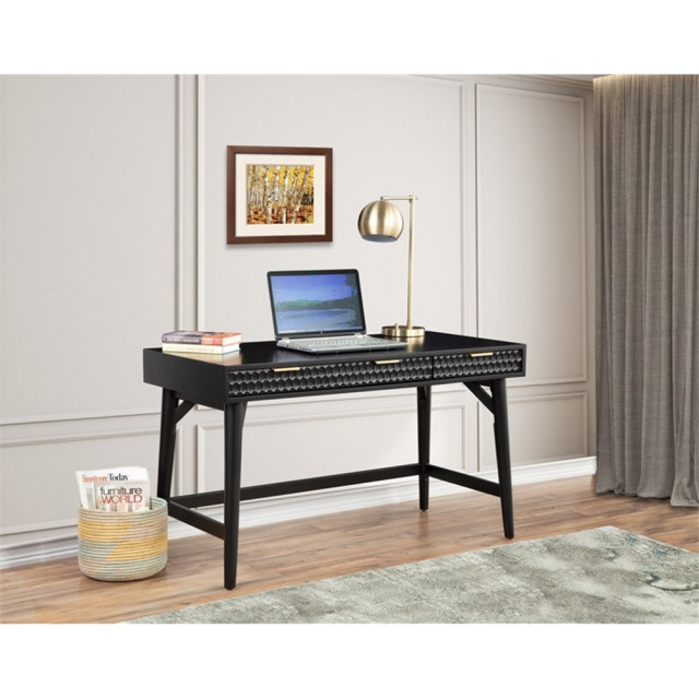 Home Square 2-Piece Set with Mini Wood Desk and Large Wood Desk in ...
