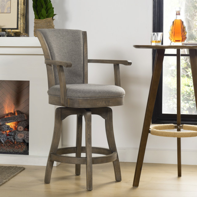 Williams Swivel Bar and Counter Stool with Armrests, Counter Height ...