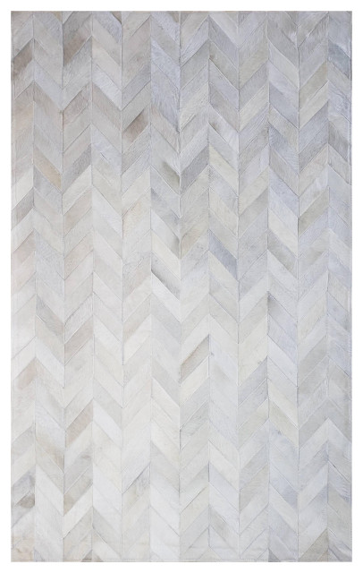 Cowhide Patchwork Rug, Natural White - CHEVRON, 6x8 - Contemporary ...