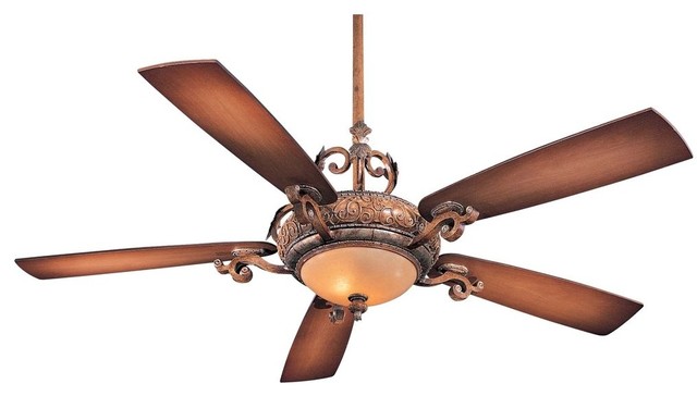 Ceiling Fan with Five Blades and Light Kit - F715-TSP - Mediterranean ...
