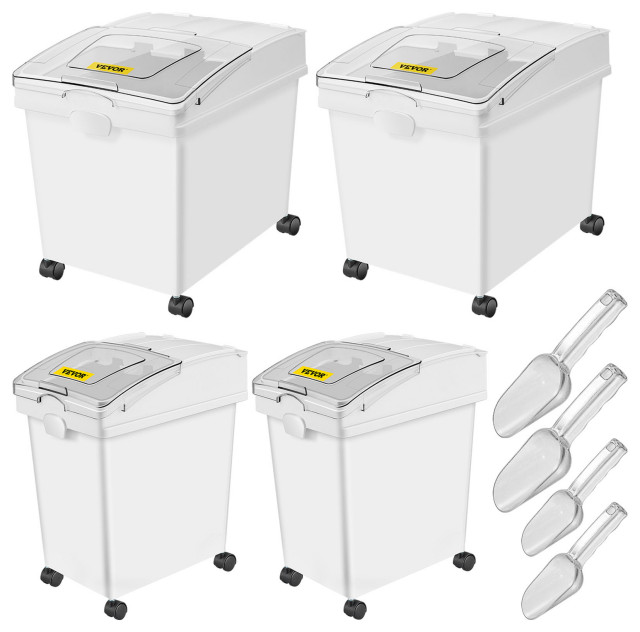 VEVOR Ingredient Storage Bin Flour Bins On Wheels 10.5/ 6.6 Gallon 4 ...