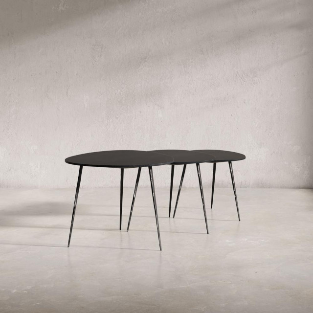 Contemporary Solid Acacia Wood Nesting End Tables (Set of 3 ...