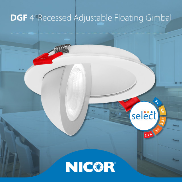 DGF 4" Selectable Canless Floating Gimbal LED Recessed Downlight - Industrial - Recessed Trims ...