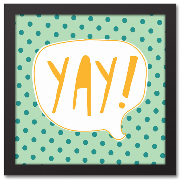 Yellow and Orange Yay Design 12x12 Black Framed Canvas - Contemporary ...