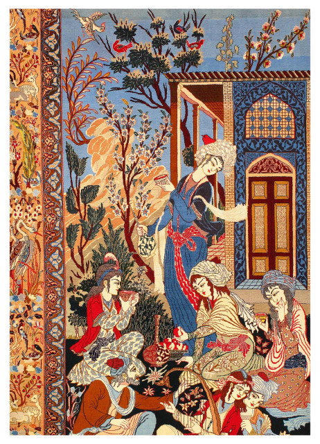 Multi Color Persian Isfahan Silk and Wool 5'3''x8'6'' - Traditional ...