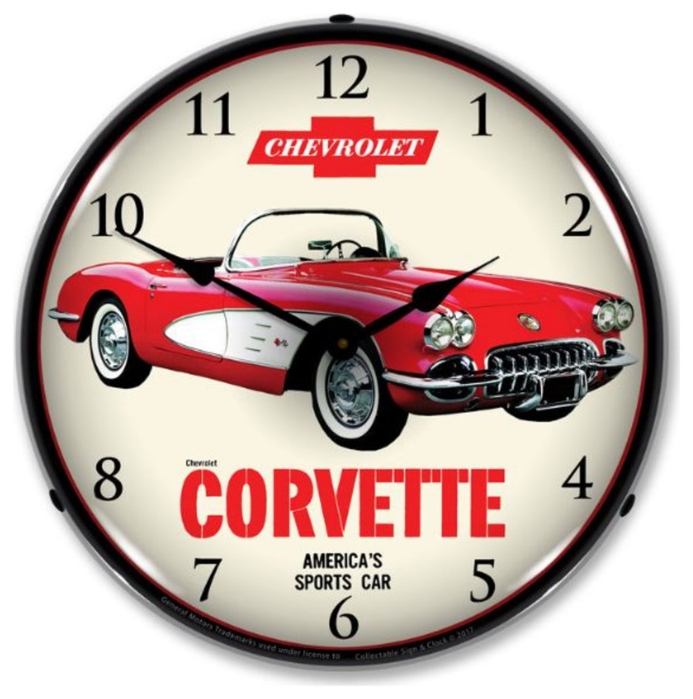 GM1702740 1959 Chevrolet Corvette Clock - Midcentury - Wall Clocks - by ...