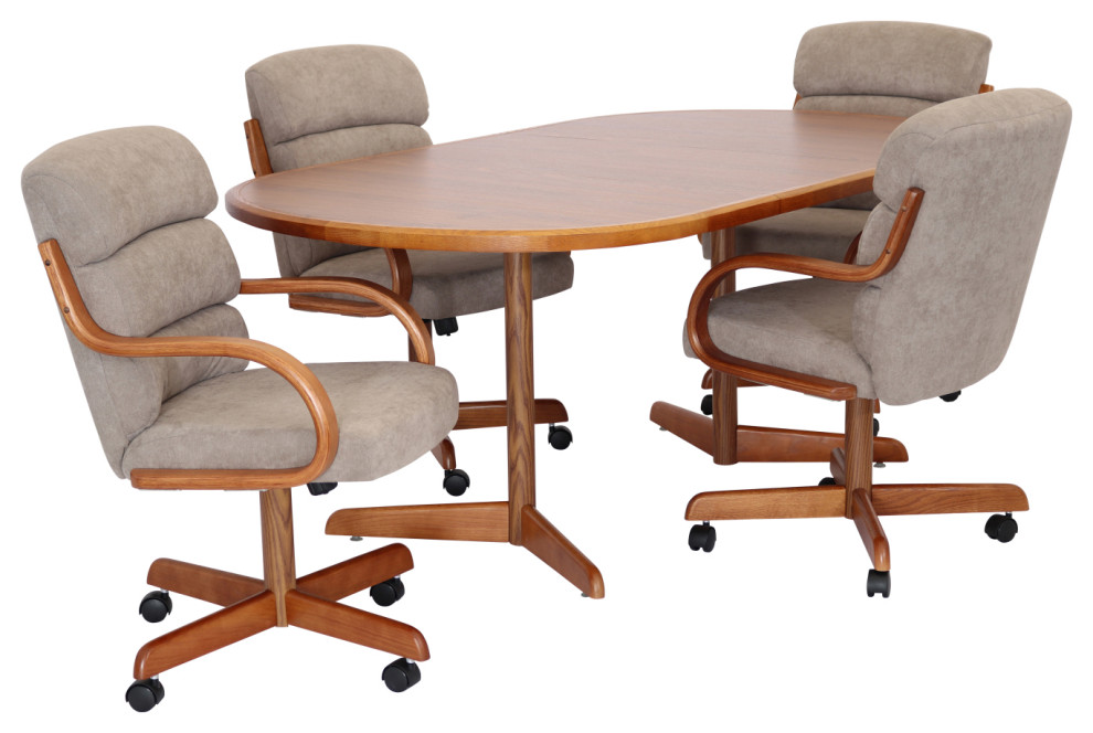 5-Piece 42x[54/72] Caster Dining Set Laminate Table Top & Stone Caster ...