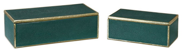 Uttermost Karis 2-Piece Transitional Polyresin Box Set in Emerald Green ...