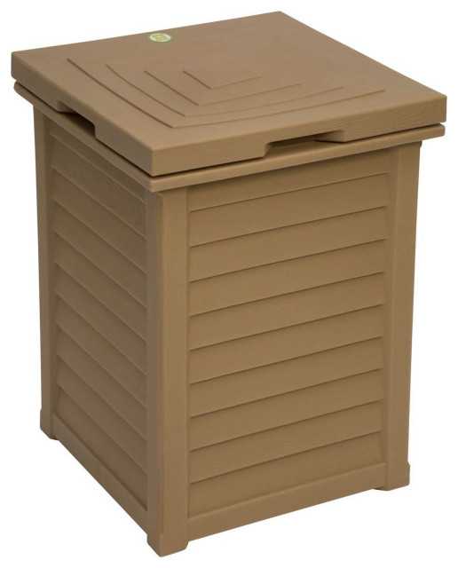 Good Ideas Savannah Teak Storage Bin - Khaki - Modern - Outdoor Trash ...