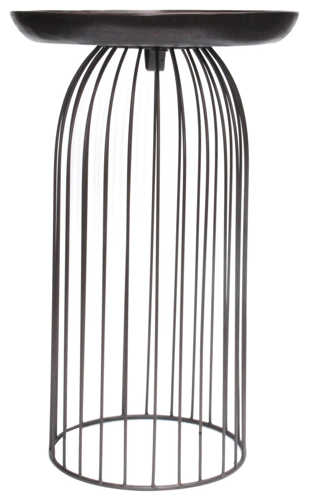 Contemporary Aviary Accent Table Large Dark Bronze - Brown - Industrial ...