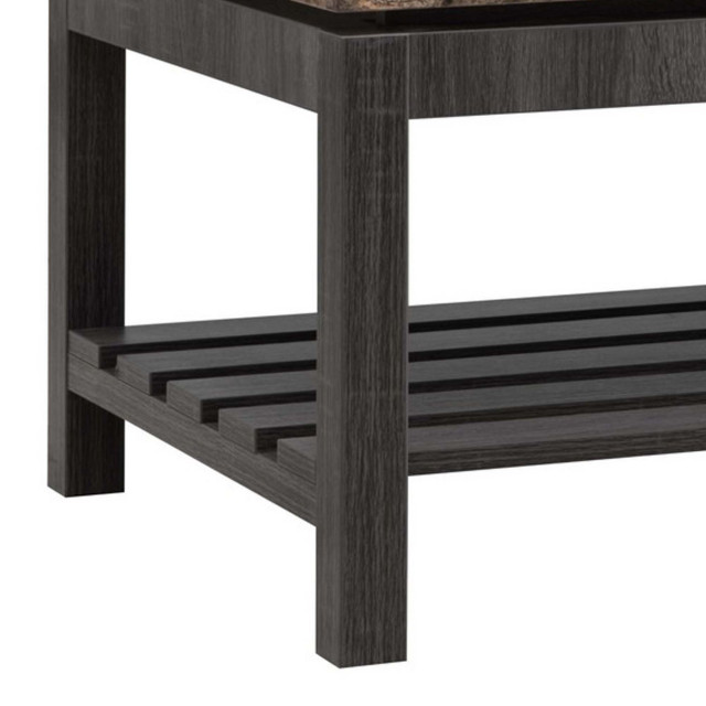 Benzara BM284689 Modern Coffee Table, Faux Marble Top, Open Bottom ...