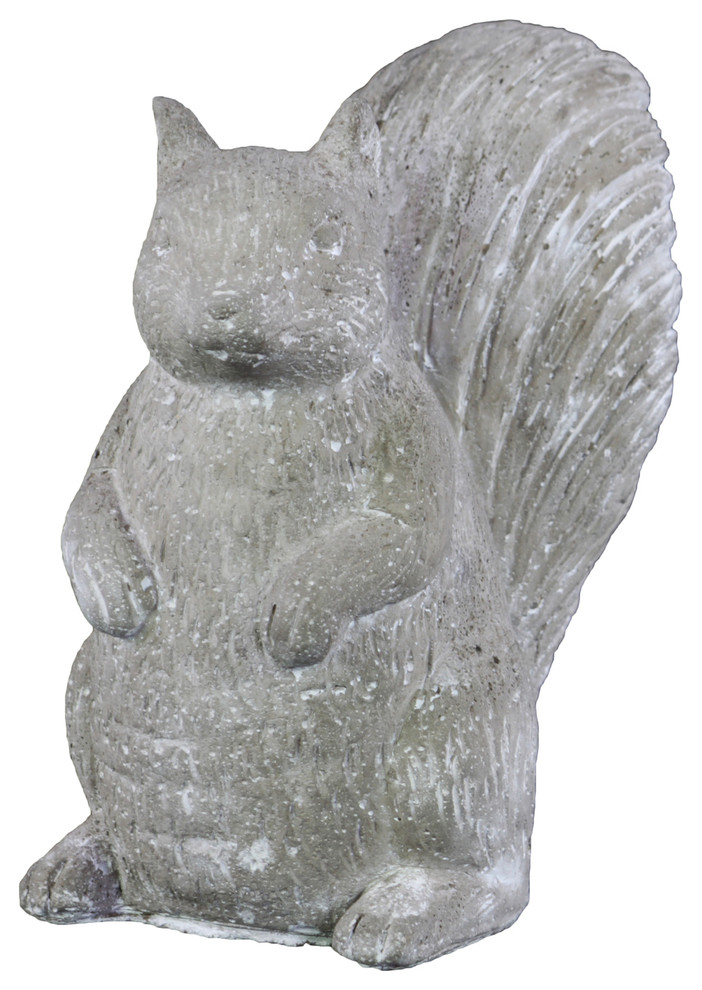 Cement Standing Squirrel Figurine - Rustic - Garden Statues And Yard ...
